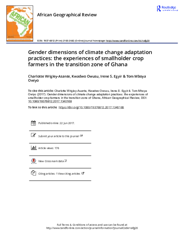 (PDF) Gender dimensions of climate change adaptation practices: the ...