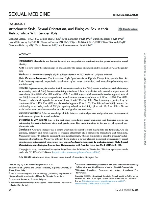 (PDF) Attachment Style, Sexual Orientation, and Biological Sex in their ...