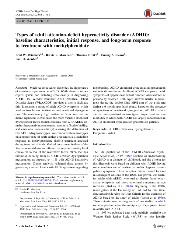 (PDF) Types of Adult Attention-Deficit Hyperactivity Disorder (ADHD): A ...