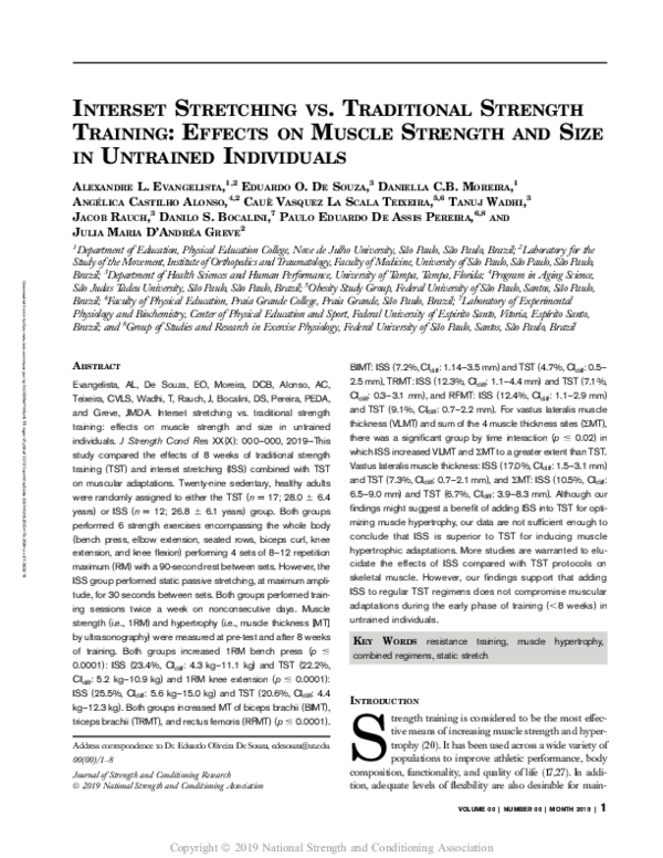 (PDF) Interset Stretching vs. Traditional Strength Training: Effects on ...