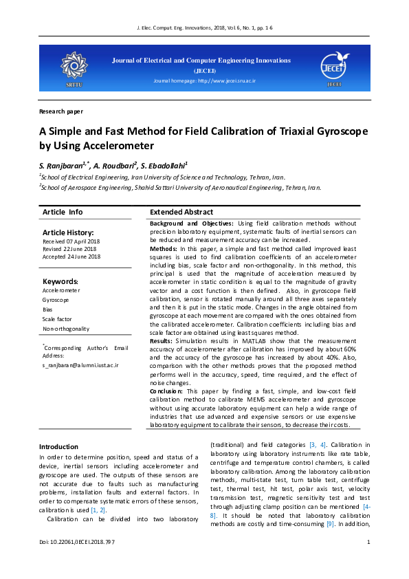 (PDF) Fast Field Calibration for Gyroscopes & Accelerometers