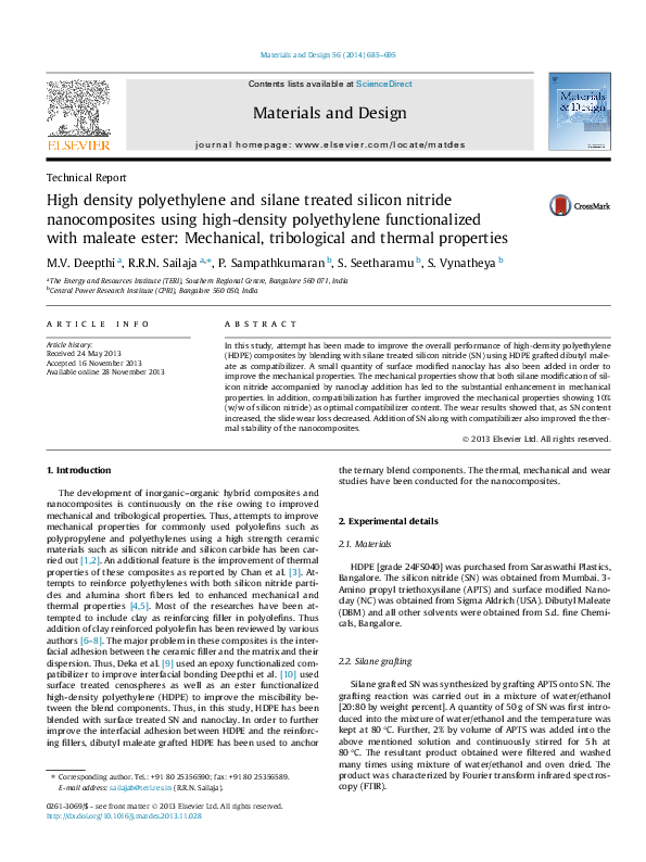 (PDF) High density polyethylene and silane treated silicon nitride ...