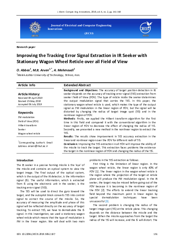 (PDF) Improving the Tracking Error Signal Extraction in IR Seeker with ...