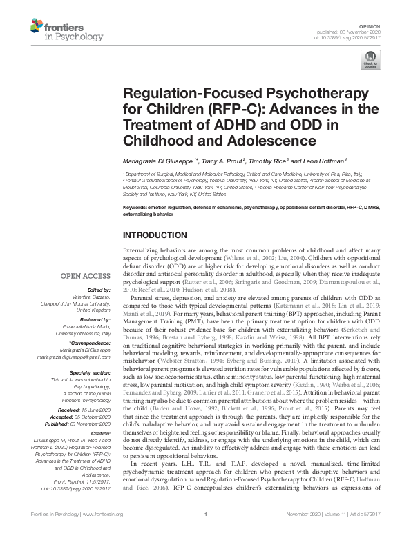 (PDF) Regulation focused psychotherapy for children in clinical ...