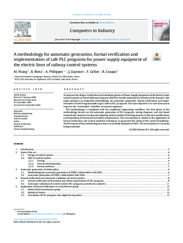(PDF) A methodology for automatic generation, formal verification and implementation of safe PLC ...