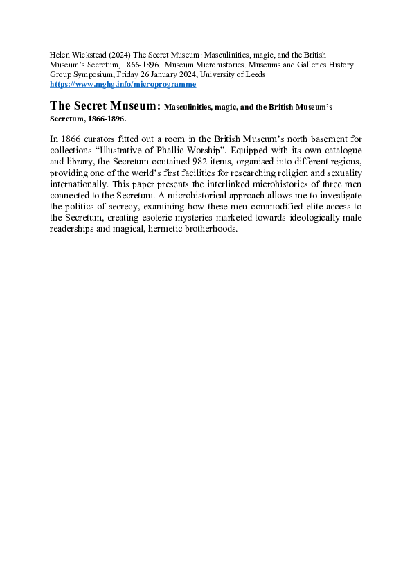 (DOC) The Secret Museum: Masculinities, magic, and the British Museum’s ...