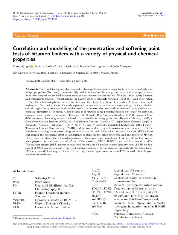 (PDF) Correlation and modelling of the penetration and softening point ...