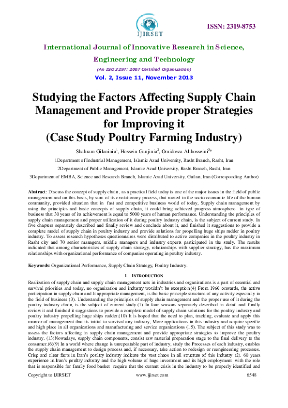 (PDF) Studying the Factors Affecting Supply ChainManagement and Provide proper Strategiesfor ...