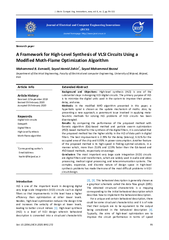 Pdf A Framework For High Level Synthesis Of Vlsi Circuits Using A