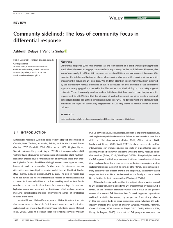 (PDF) Community sidelined: The loss of community focus in differential ...