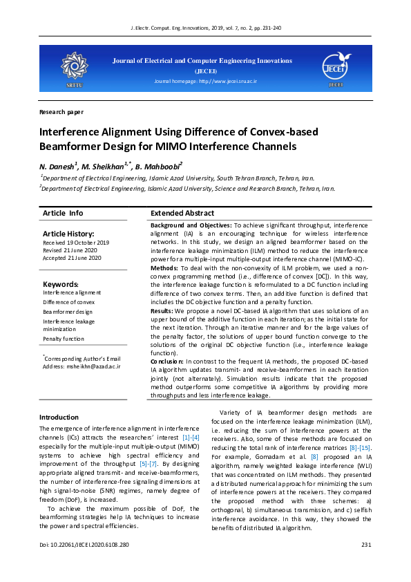 (PDF) Interference Alignment Using Difference of Convex-based ...
