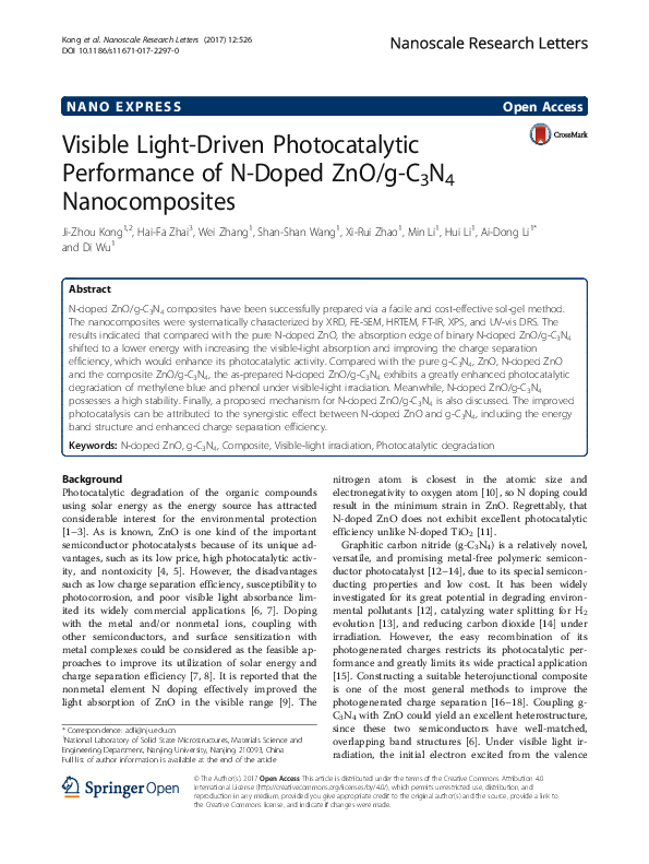 (PDF) Visible-light driven photo-catalytic performance of novel ...