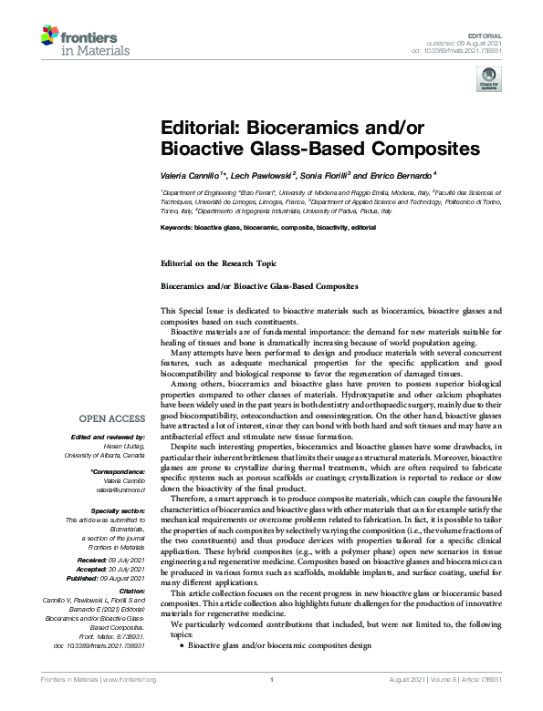(PDF) Editorial: Bioceramics and/or Bioactive Glass-Based Composites