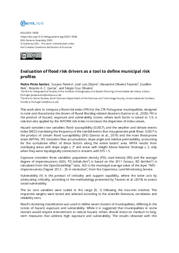 (PDF) Evaluation of flood risk drivers as a tool to define municipal ...