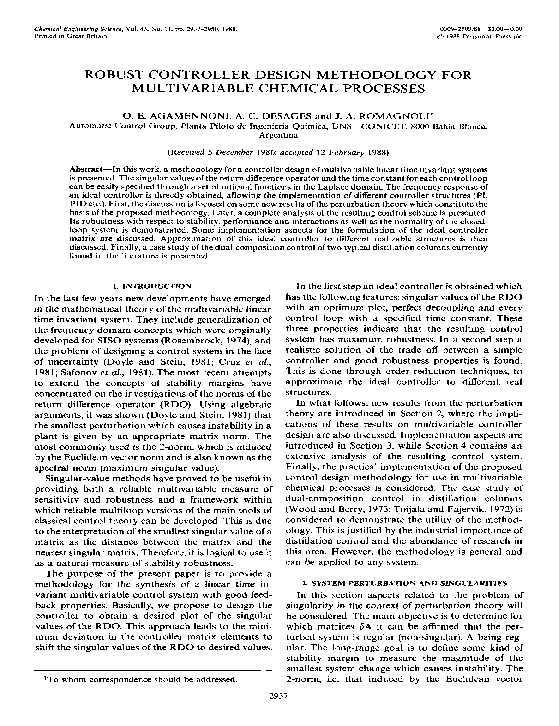 (PDF) Robust controller design methodology for multivariable chemical processes