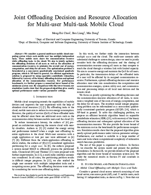 (PDF) Joint offloading decision and resource allocation for multi-user ...