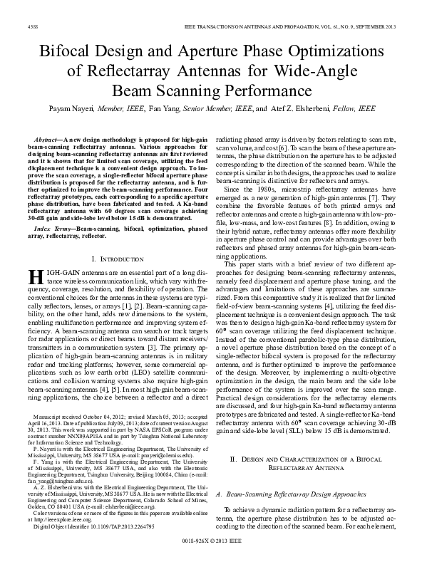 (PDF) Bifocal Design and Aperture Phase Optimizations of Reflectarray Antennas for Wide-Angle ...