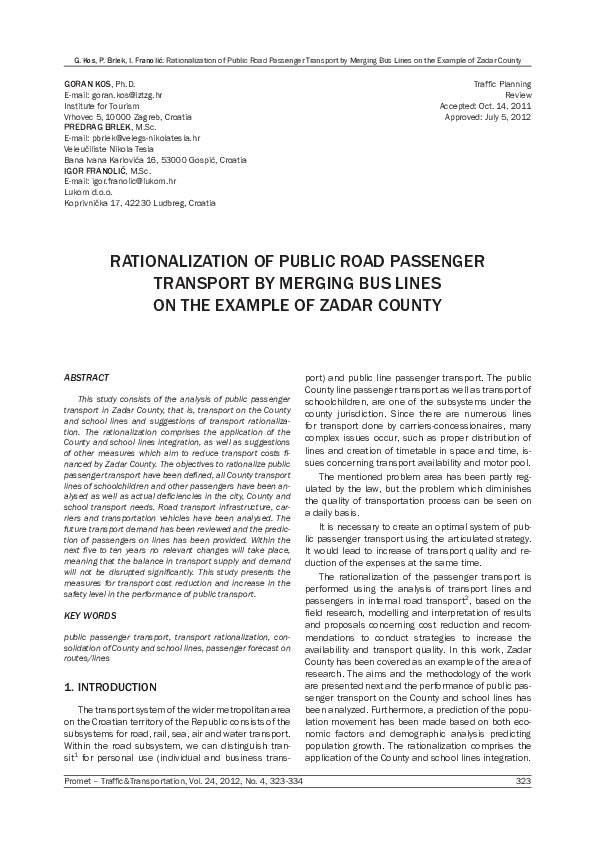 (PDF) Rationalization of Public Road Passenger Transport by Merging Bus ...