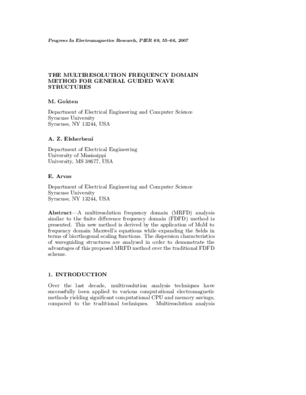 (PDF) The Multiresolution Frequency Domain Method for General Guided Wave Structures