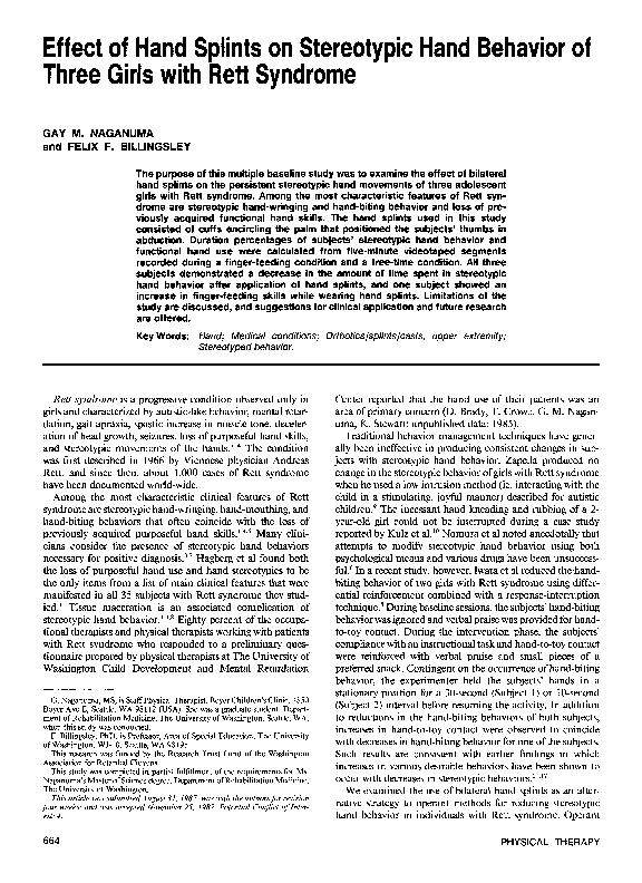(PDF) Effect of Hand Splints on Stereotypic Hand Behavior of Three ...