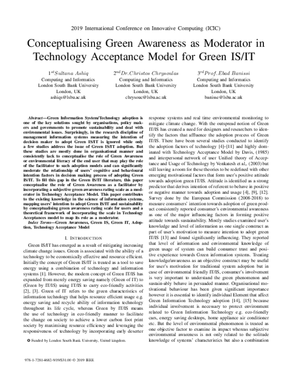 (PDF) Conceptualising Green Awareness as Moderator in Technology ...