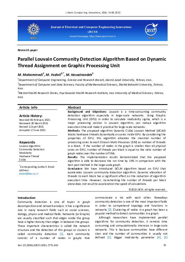 (PDF) Parallel Louvain Community Detection Algorithm Based on Dynamic Thread Assignment on ...
