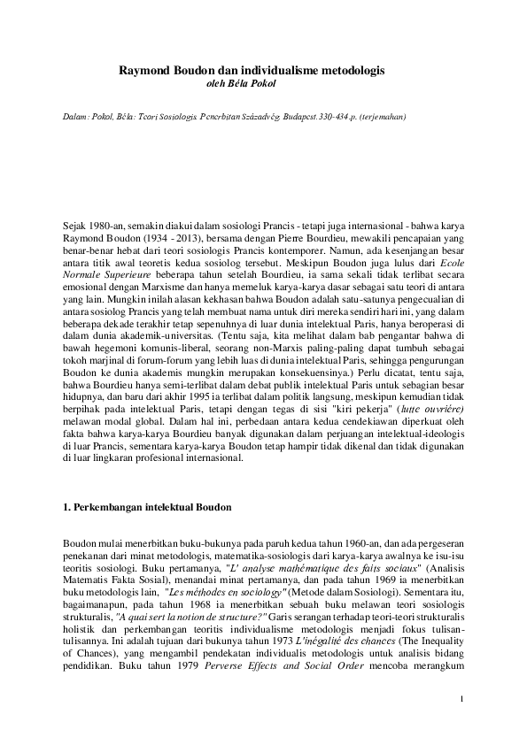 (PDF) Raymond Boudon dan individualisme metodologis