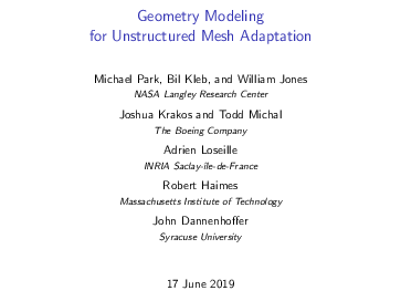 (PDF) Geometry Modeling for Unstructured Mesh Adaptation