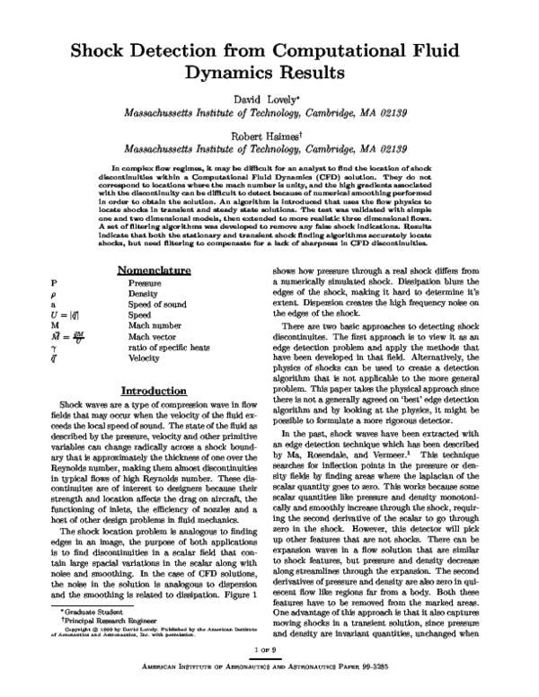 (PDF) Shock detection from computational fluid dynamics results