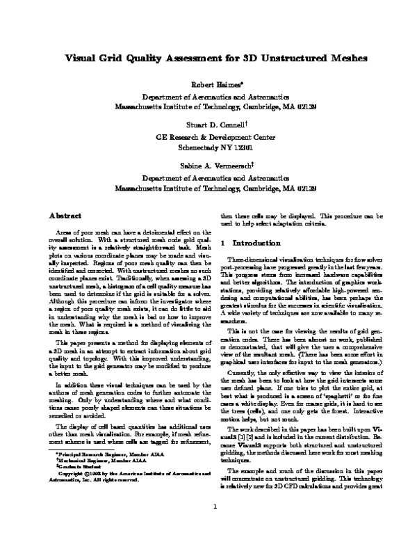 (PDF) Visual grid quality assessment for 3D unstructured meshes