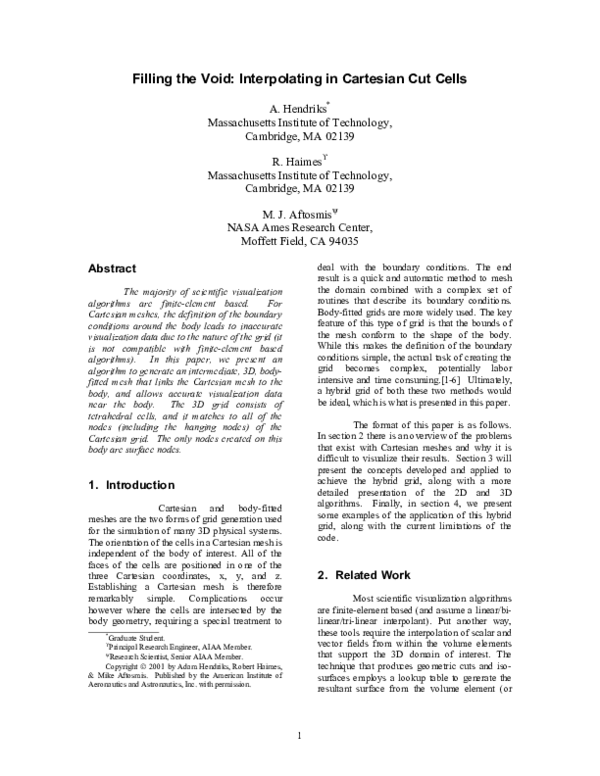 (PDF) Filling the void - Interpolating in Cartesian cut cells
