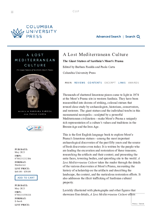 (PDF) A Lost Mediterranean Culture. The Giant Statues of Sardinia's ...