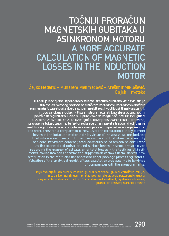 Pdf A More Accurate Calculation Of Magnetic Losses In The Induction Motor Zeljko Hederic