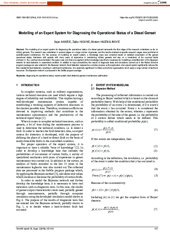 (PDF) Modelling of an Expert System for Diagnosing the Operational ...
