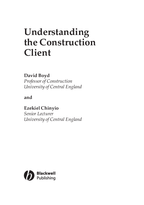 (PDF) Understanding the Construction Client