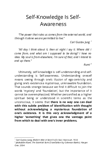 (PDF) Self-Knowledge Is Self-Awareness