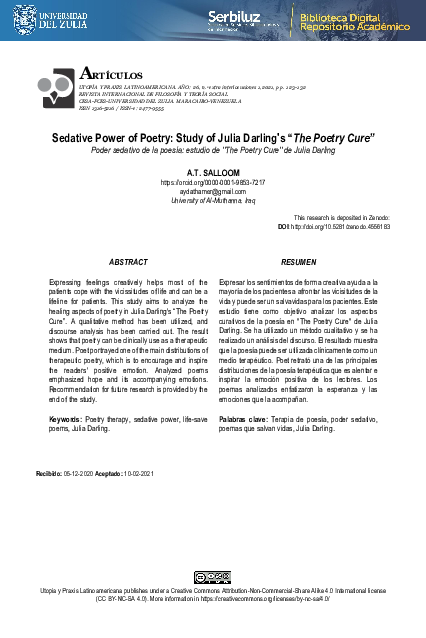 (PDF) Sedative Power of Poetry: Study of Julia Darling's “The Poetry Cure”