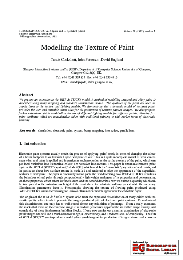 (PDF) Modelling the Texture of Paint
