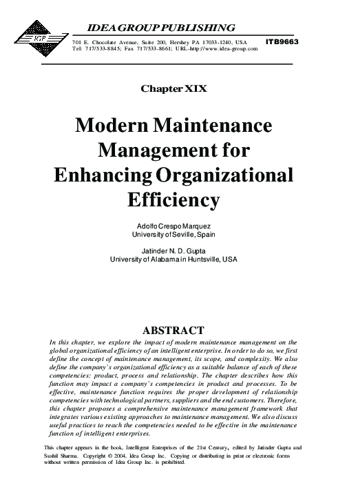 (PDF) Modern Maintenance Management for Enhancing Organizational Efficiency