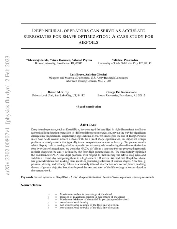 Pdf Deep Neural Operators Can Serve As Accurate Surrogates For Shape Optimization A Case