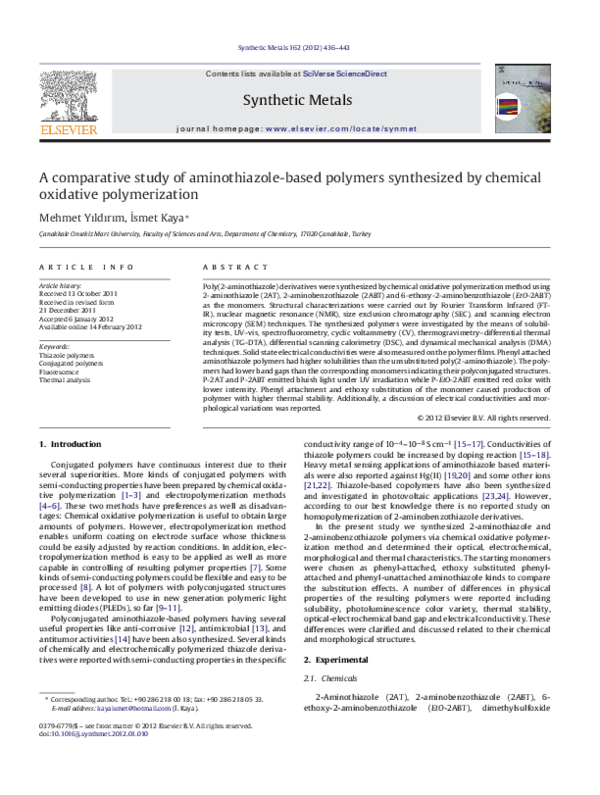 (PDF) A comparative study of aminothiazole-based polymers synthesized ...