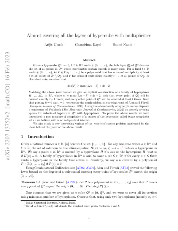 (PDF) Covering almost all the layers of the hypercube with multiplicities