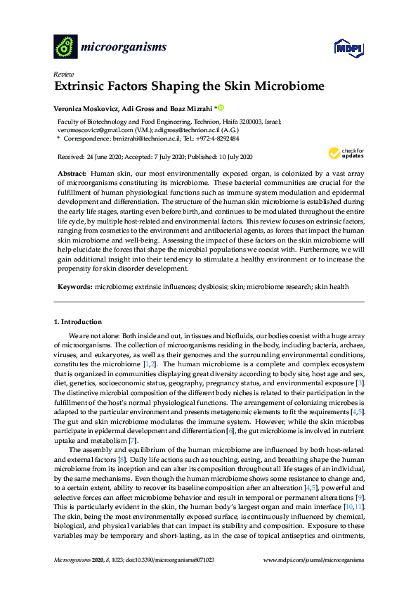 (PDF) Extrinsic Factors Shaping the Skin Microbiome
