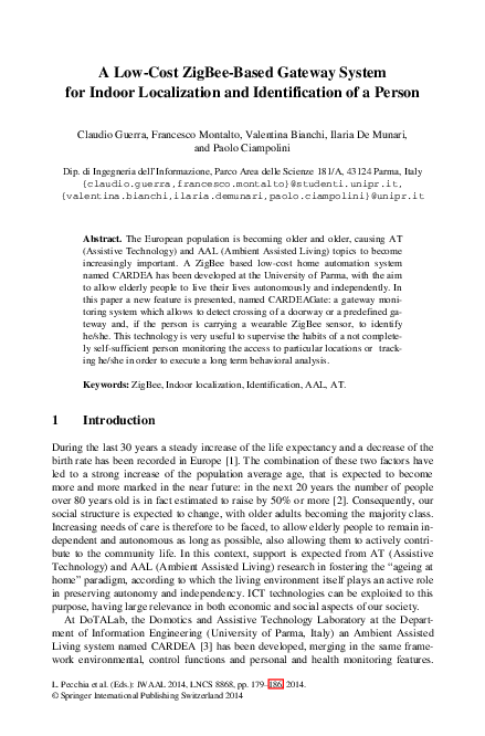 (PDF) A Low-Cost ZigBee-Based Gateway System for Indoor Localization and Identification of a Person