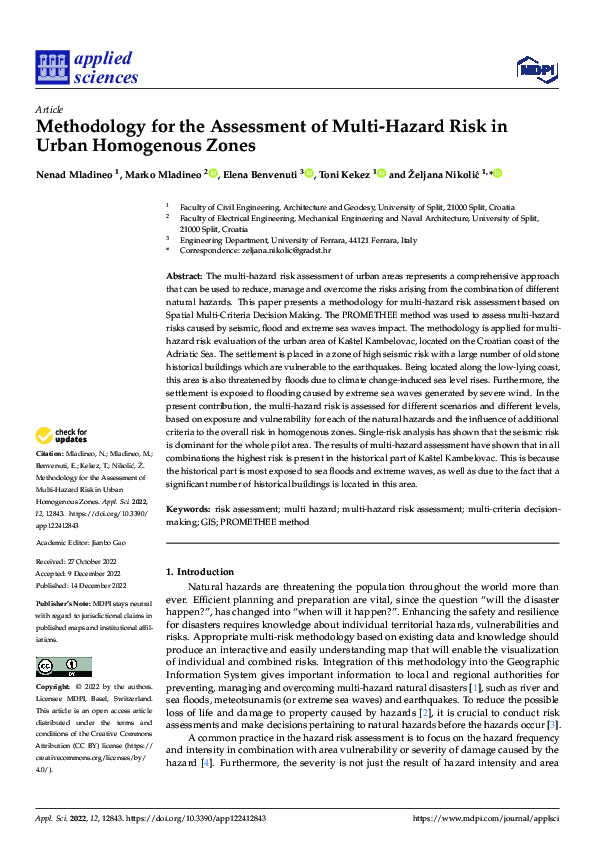 (PDF) Methodology for the Assessment of Multi-Hazard Risk in Urban ...