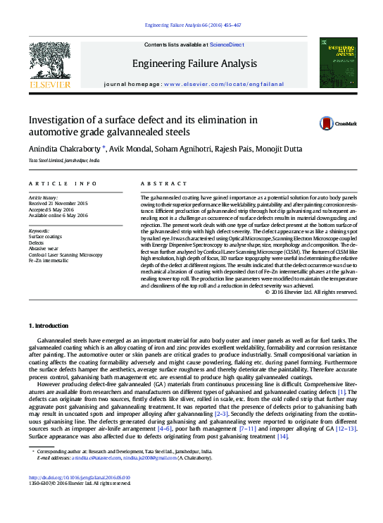 (PDF) Investigation of a surface defect and its elimination in ...