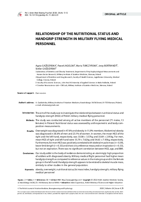 (PDF) Relationship of the Nutritional Status and Handgrip Strength in ...