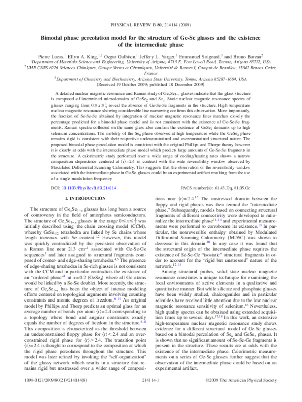 (PDF) Bimodal phase percolation model for the structure of Ge-Se ...