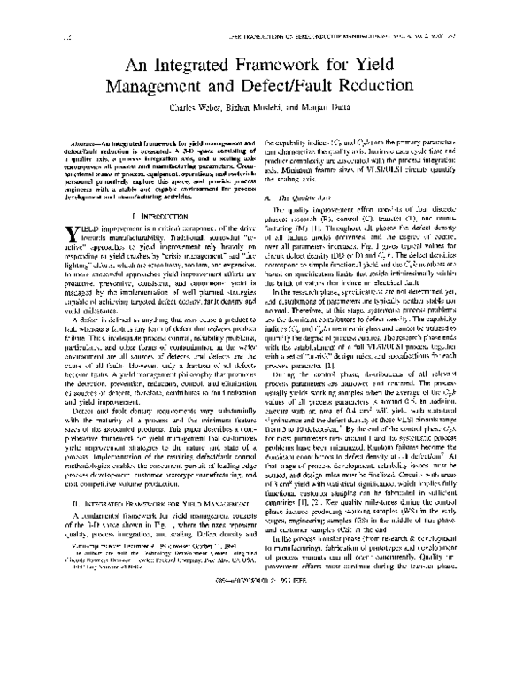 (PDF) An integrated framework for yield management and defect/fault ...