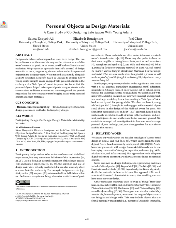 (PDF) Personal Objects as Design Materials: A Case Study of Co ...